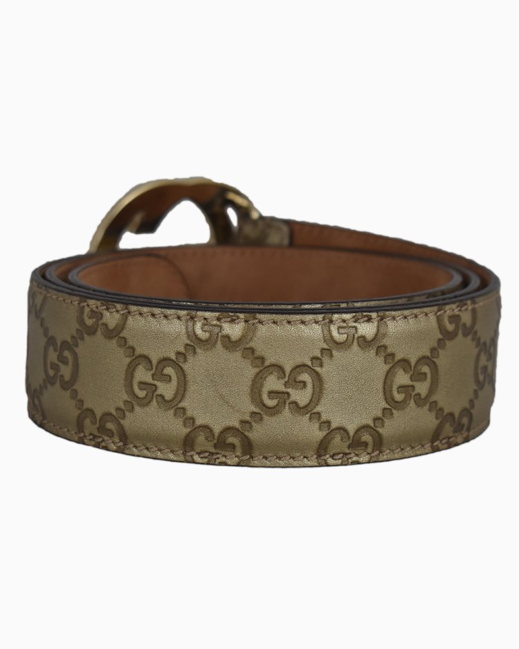 Cinto Gucci Original Signature Guccissima Dourado Feminino