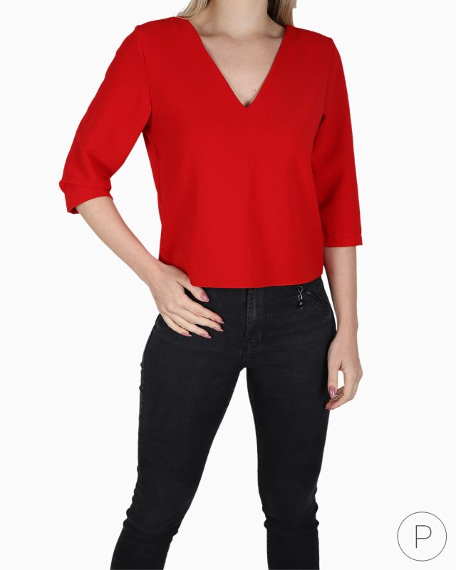 Blusa Mixed Original Decote em V Vermelha Feminina
