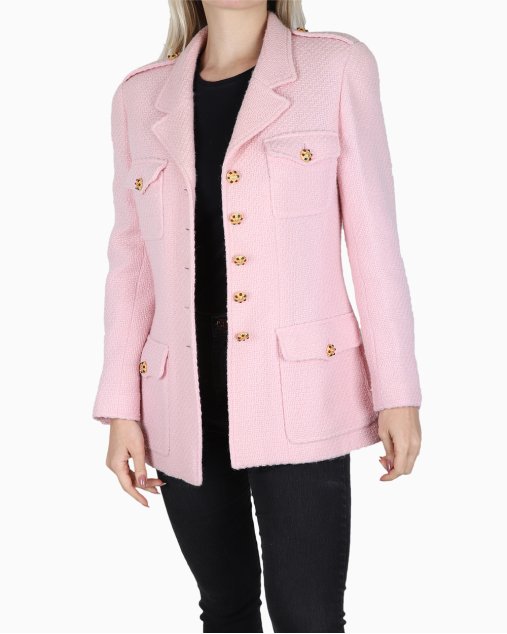 Casaco Chanel Original Lã Rosa Feminino