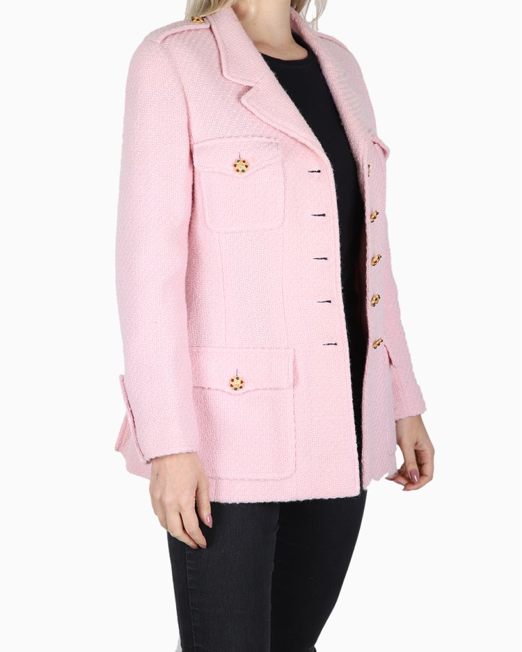 Casaco Chanel Original Lã Rosa Feminino