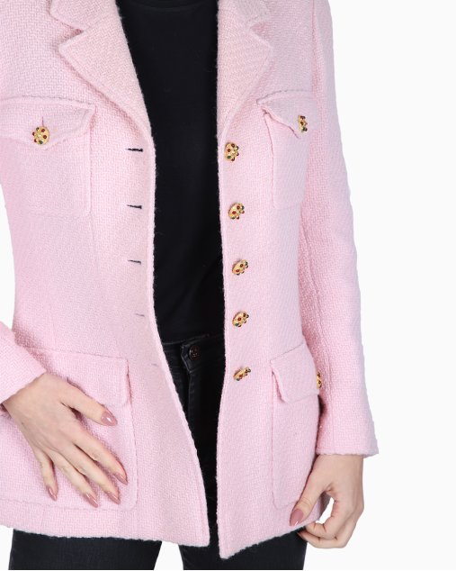 Casaco Chanel Original Lã Rosa Feminino