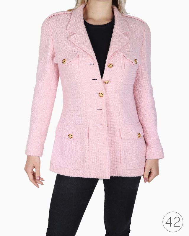 Casaco Chanel Original Lã Rosa Feminino