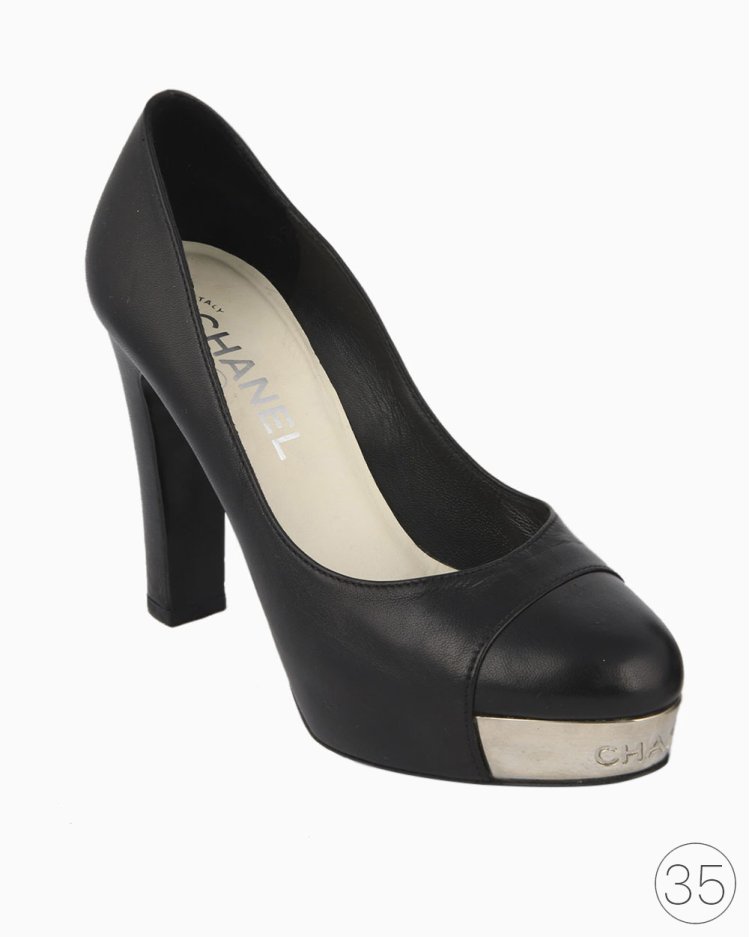 Sapato Chanel Original Pump Cap Toe Preto Feminino