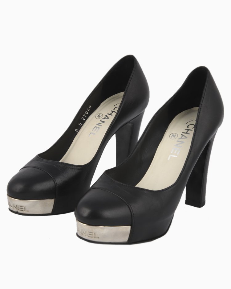 Sapato Chanel Original Pump Cap Toe Preto Feminino