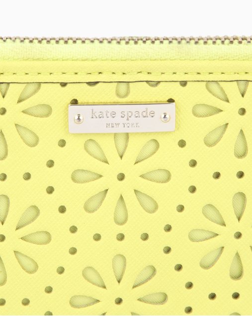 Carteira Kate Spade Original Cedar Street Perforated Amarelo Neon Feminina