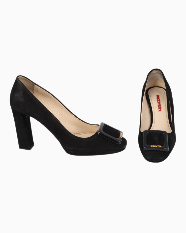 Sapato Original Prada Camurça Preto Feminino