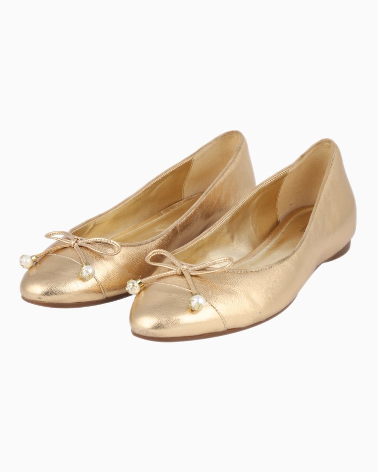 Sapatilha Michael Kors Original Dourada Laço Pérola Feminina