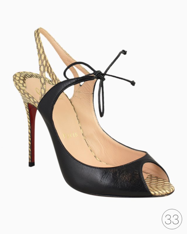 Sandália Louboutin Original Python Peep Toe Preto Feminino