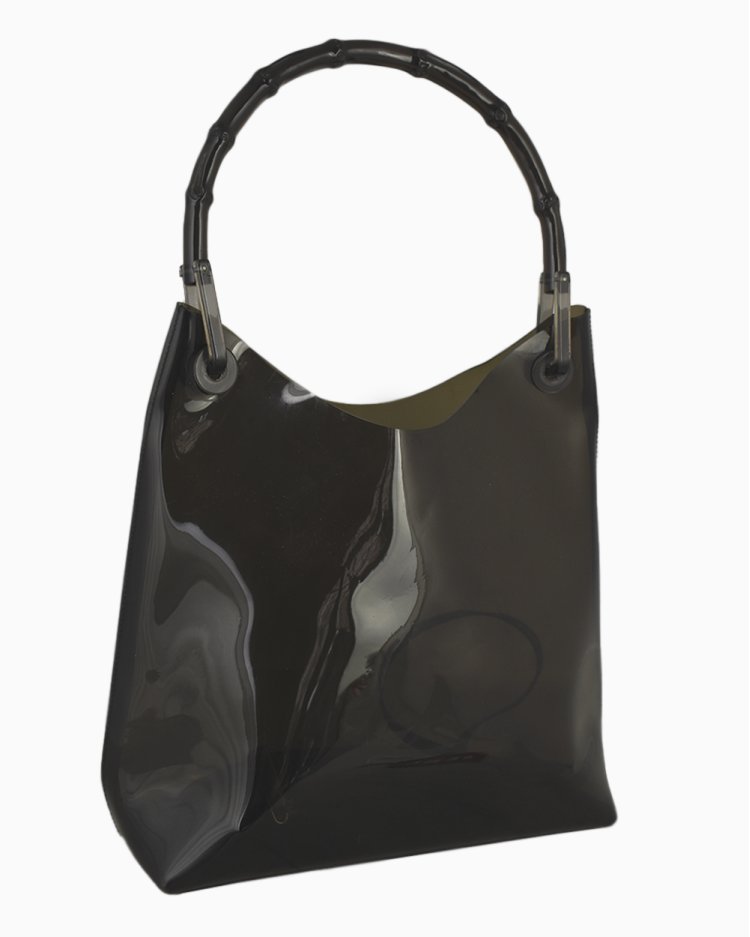 Bolsa Gucci Original Vinyl Transparent Bamboo Preta Feminina