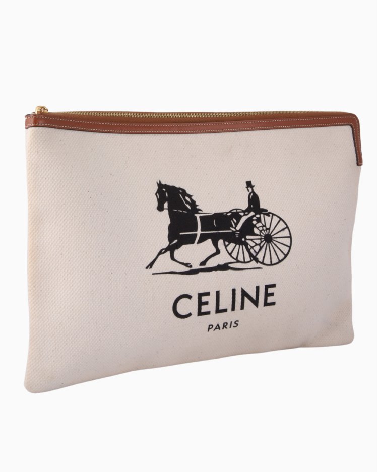 Pasta Celine Original Logo Canvas Off White Feminina