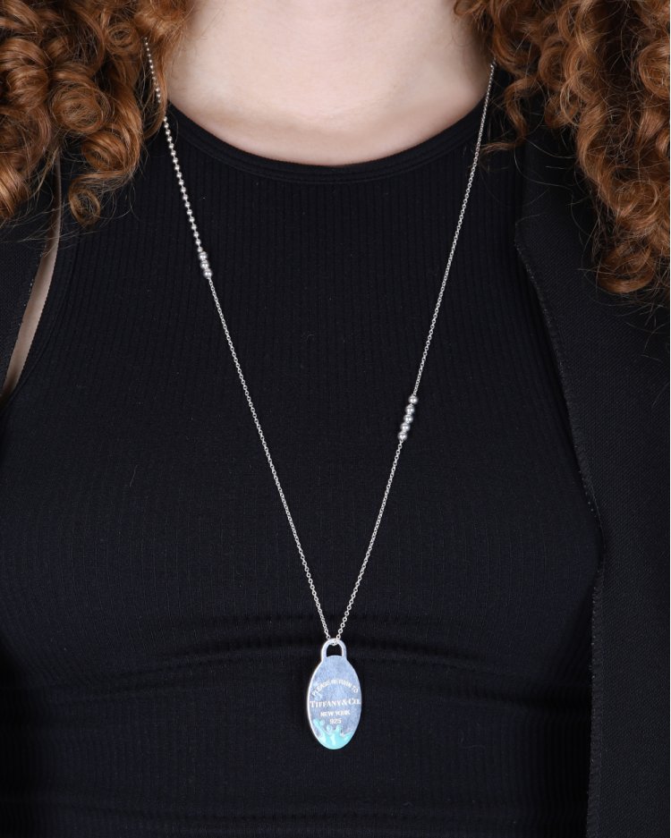 Colar Tiffany & Co. Original Berloque Oval Splash Tiffany Blue Prata ...