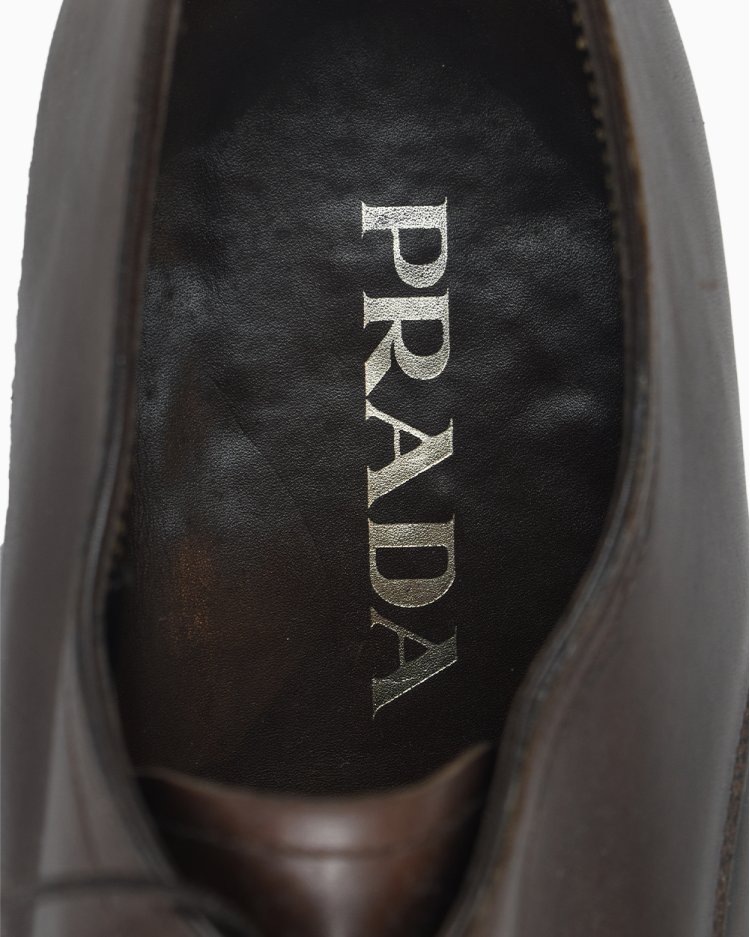 Sapato Prada Original Oxford Couro Marrom Masculino