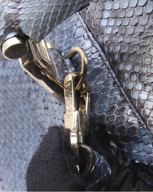 Bolsa Versace Original Demetra Vanitas Python Azul Feminina
