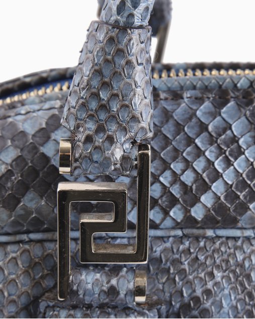 Bolsa Versace Original Demetra Vanitas Python Azul Feminina
