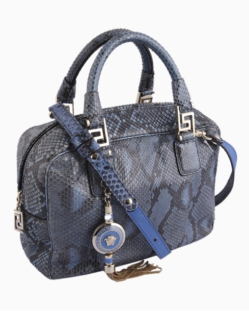Bolsa Versace Original Demetra Vanitas Python Azul Feminina