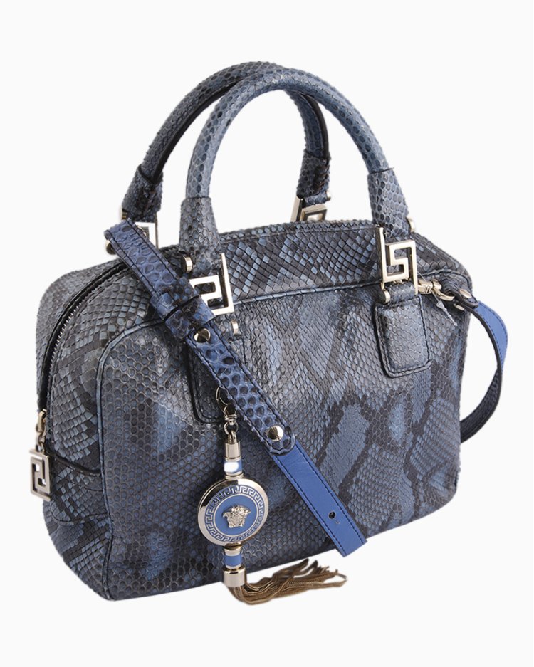Bolsa Versace Original Demetra Vanitas Python Azul Feminina