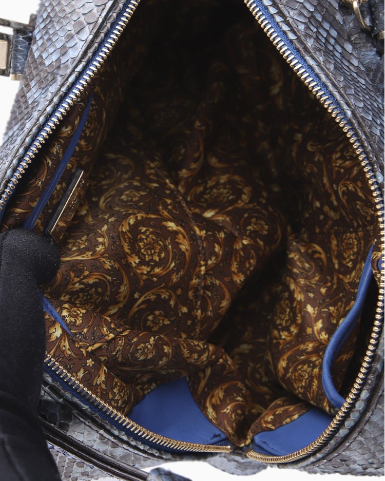 Bolsa Versace Original Demetra Vanitas Python Azul Feminina