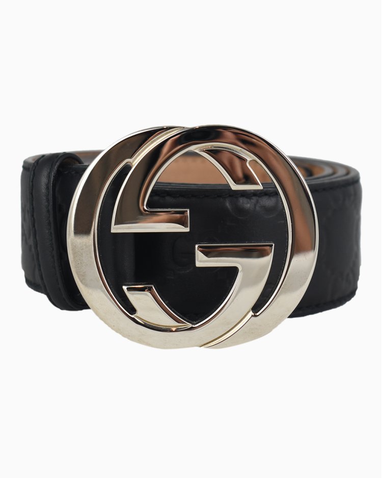 Cinto Gucci Original Signature Couro Preto Masculino
