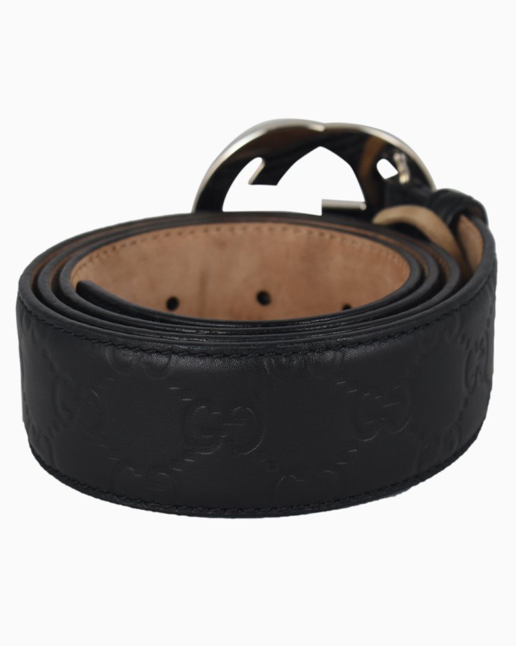 Cinto Gucci Original Signature Couro Preto Masculino