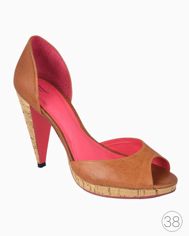 Sandália Zeferino Original Open Toe Couro Belmonte Caramelo Feminino