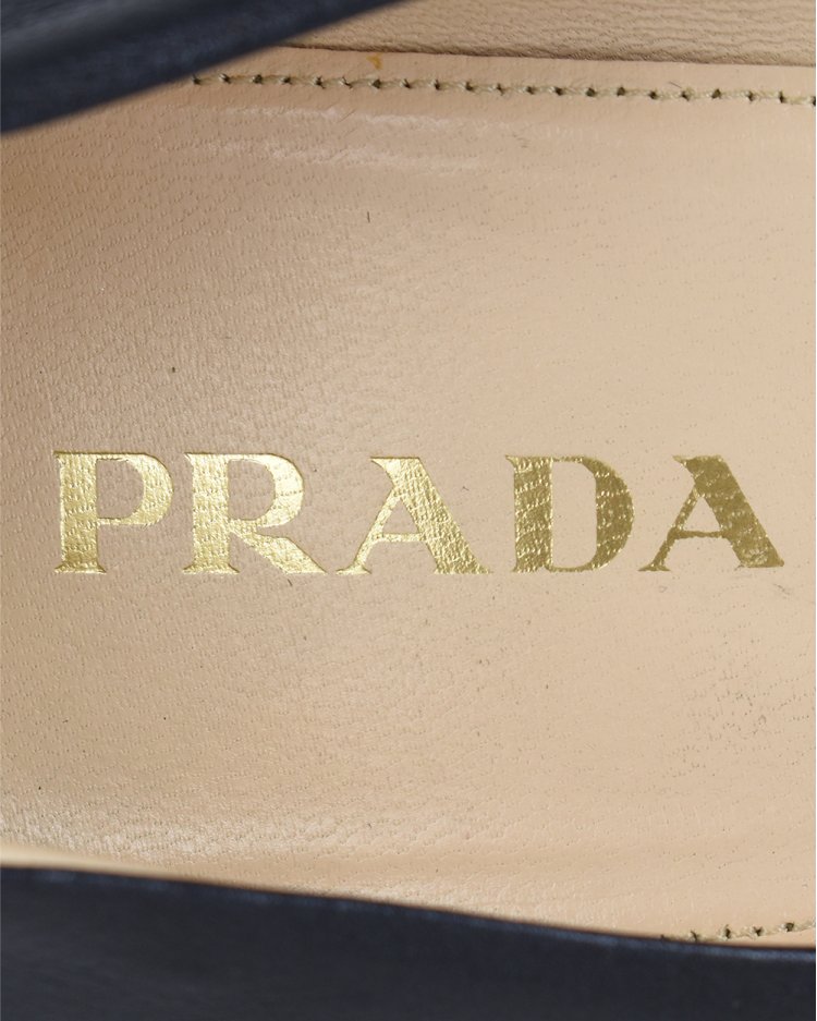 Sandália Prada Original Peep Toe Couro Preta Feminina