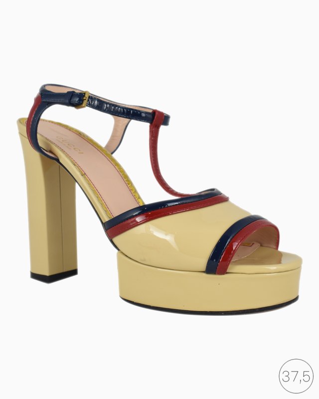 Sandália Gucci Original Plataforma Verniz Tricolor Feminina