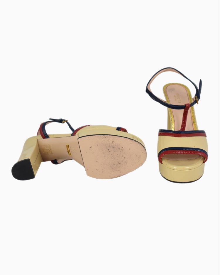 Sandália Gucci Original Plataforma Verniz Tricolor Feminina