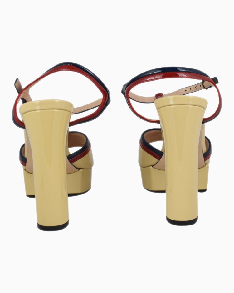 Sandália Gucci Original Plataforma Verniz Tricolor Feminina