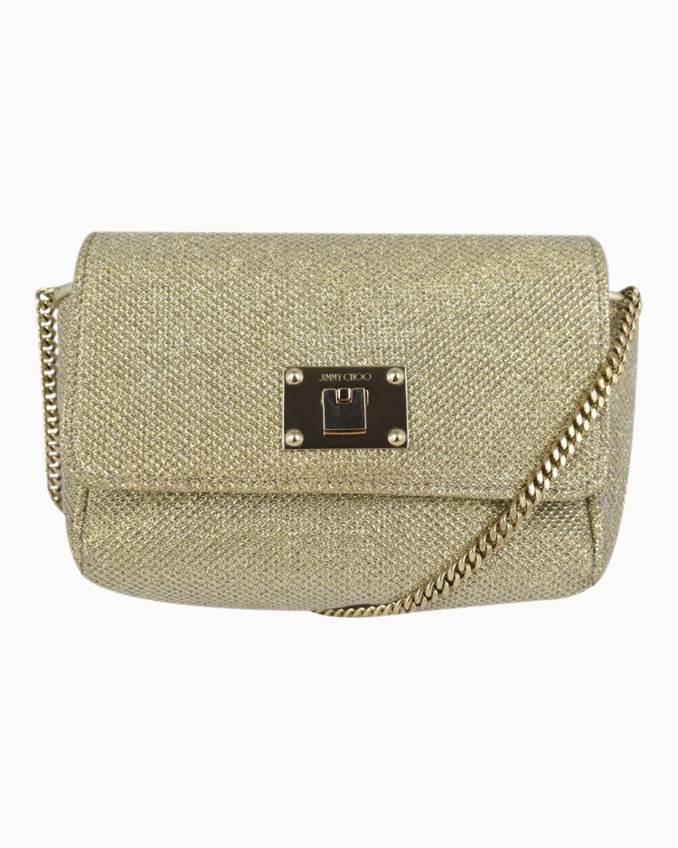 Bolsa Jimmy Choo Original Mini Glitter Dourada Feminina