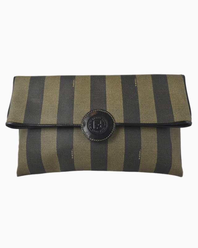 Clutch Fendi Original Tobacco Pequin Stripes Monograma Feminino