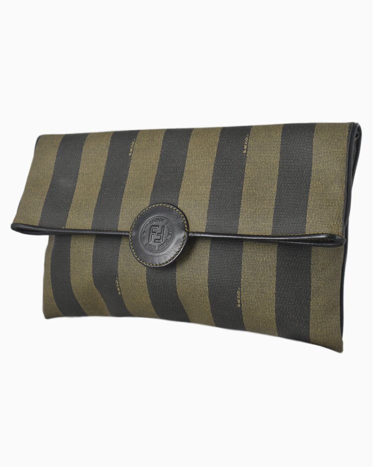 Clutch Fendi Original Tobacco Pequin Stripes Monograma Feminino