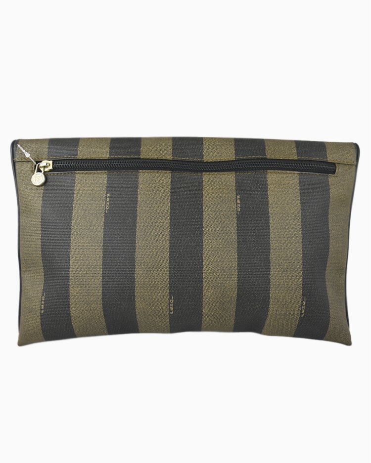 Clutch Fendi Original Tobacco Pequin Stripes Monograma Feminino