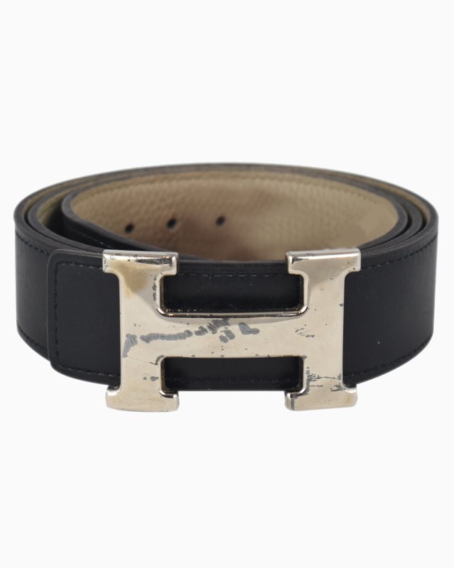 Cinto Hermès Original Logo Couro Preto Feminino