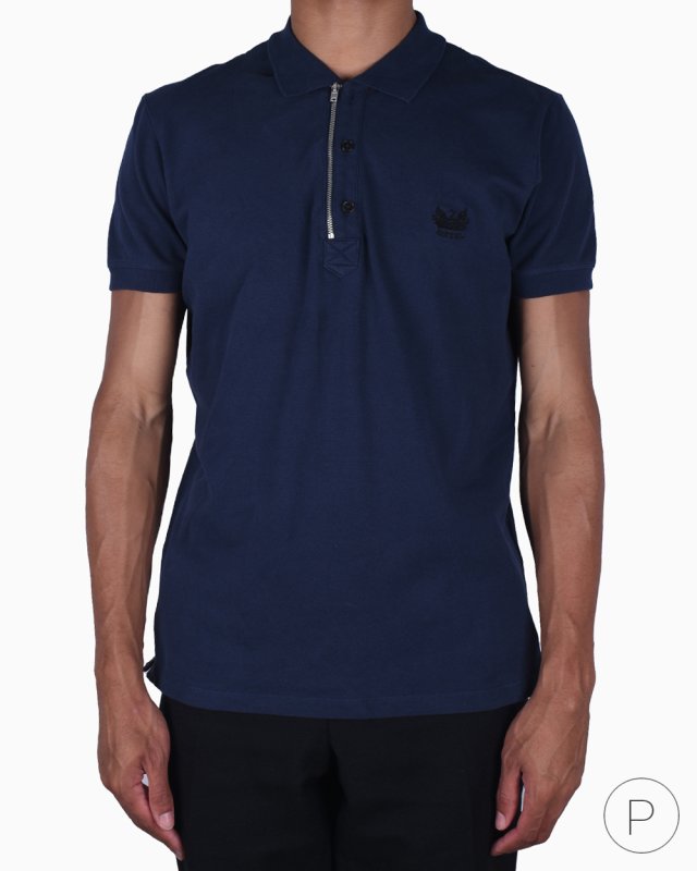 Camisa Diesel Original Polo Zíper Azul Marinho Masculina