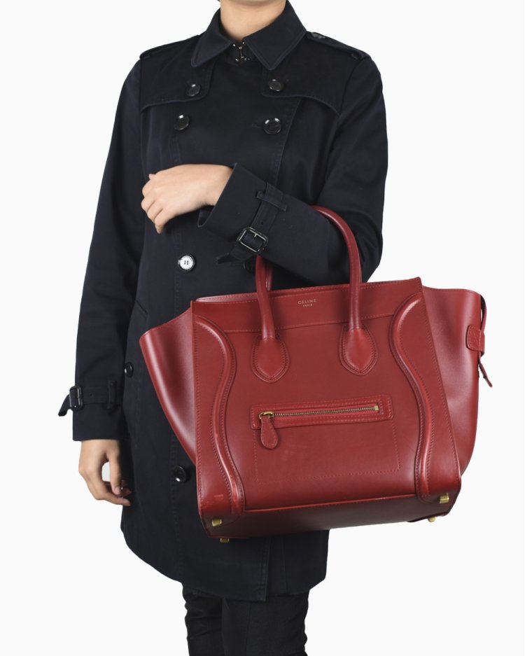 Bolsa Celine Original Luggage Mini Tote Vermelha Feminina