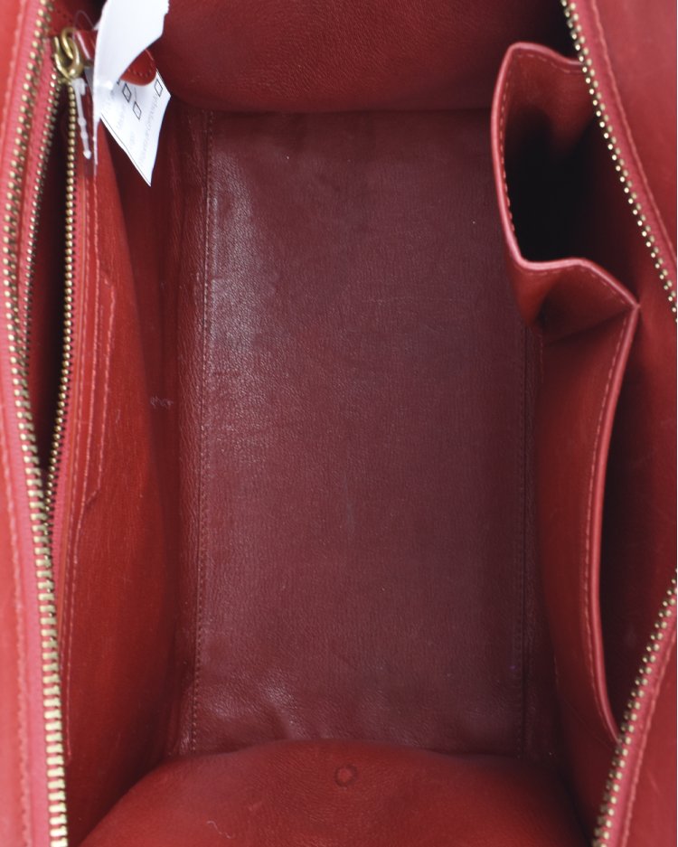 Bolsa Celine Original Luggage Mini Tote Vermelha Feminina