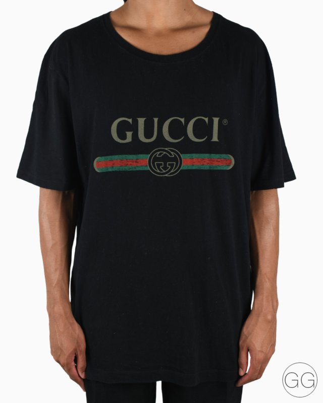 Camiseta Gucci Original Oversize Gucci Logo Preta Masculina