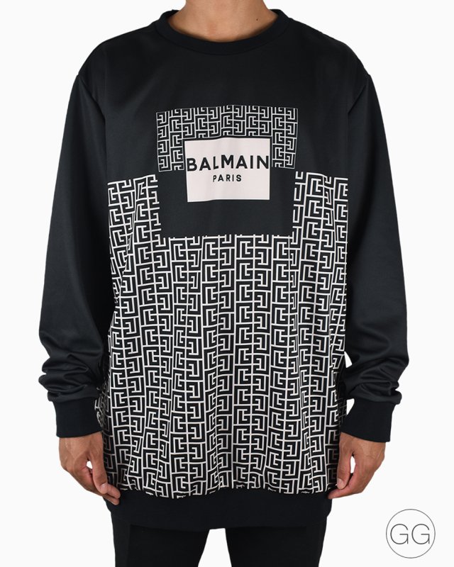 Blusa Balmain Original Monogram Print Bicolor Masculina