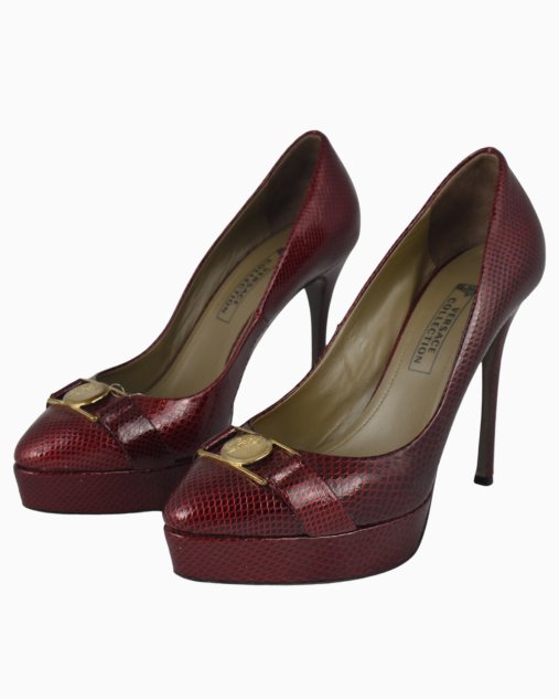 Sapato Versace Original Medusa Lezard Bordô Feminino