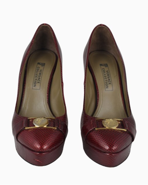 Sapato Versace Original Medusa Lezard Bordô Feminino