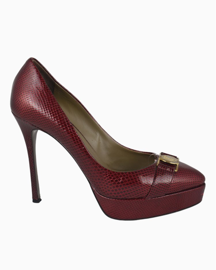 Sapato Versace Original Medusa Lezard Bordô Feminino
