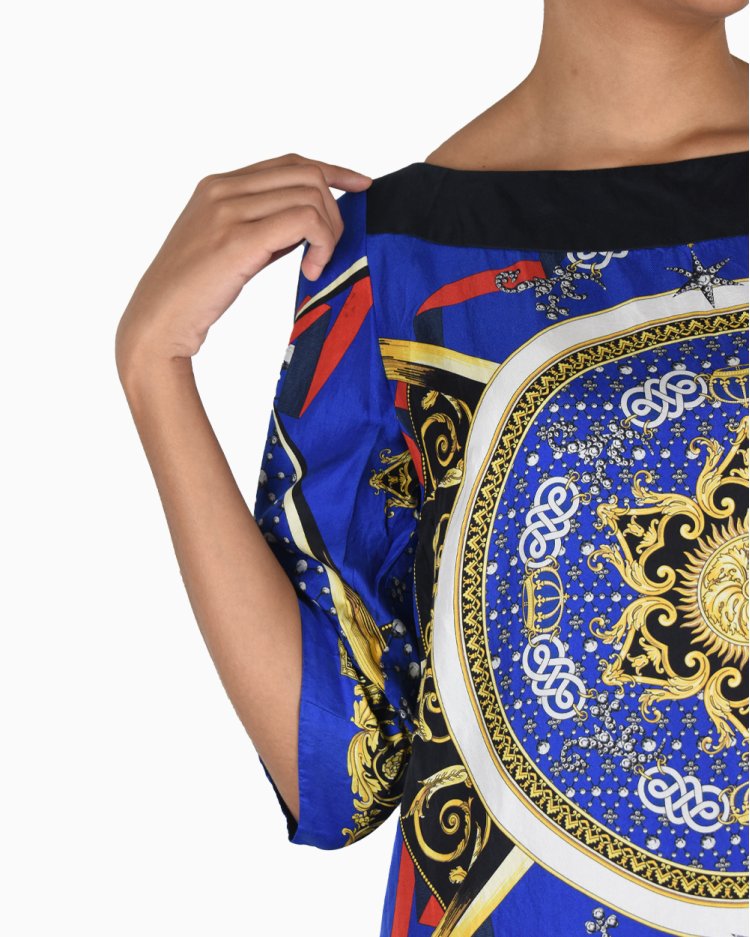 Vestido Versace Original Seda Estampa Barroca Multicolor Feminino