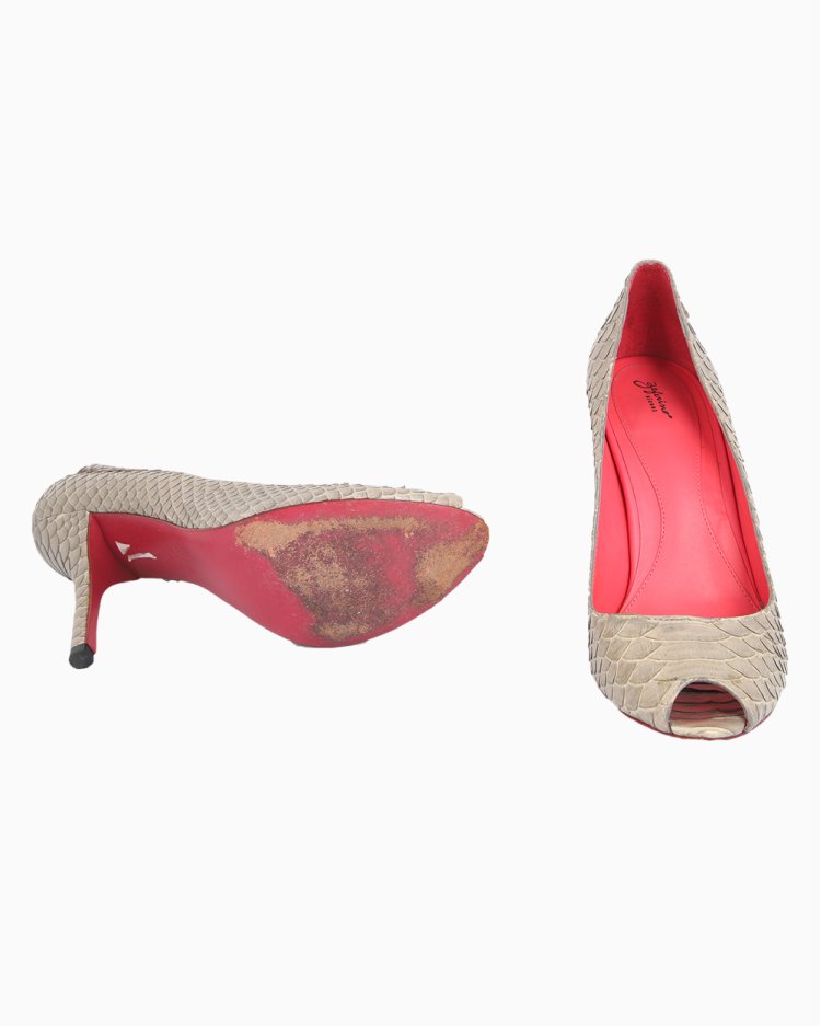 Sandália Zeferino Original Peep Toe Couro Python Cinza Feminina