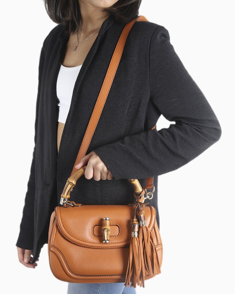 Bolsa Gucci Original New Bamboo Laranja Feminina