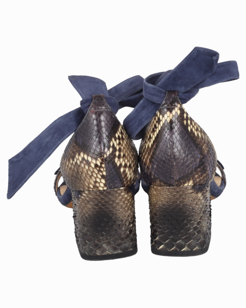 Sandália Alexandre Birman Original Camurça Python Azul Naval Feminina