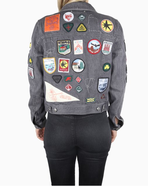 Jaqueta Diesel Original Patches Jeans Cinza Feminina