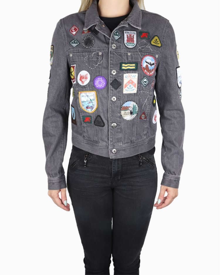 Jaqueta Diesel Original Patches Jeans Cinza Feminina