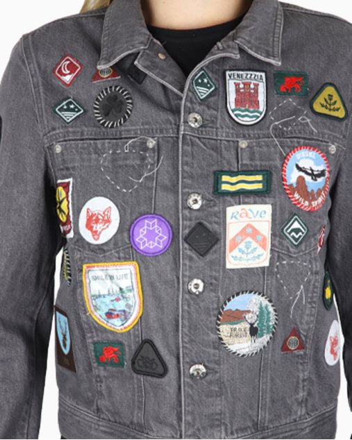Jaqueta Diesel Original Patches Jeans Cinza Feminina