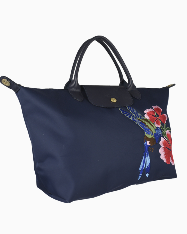 Bolsa Longchamp Original Le Pliage Limited Edition Neo Robin Azul Feminina