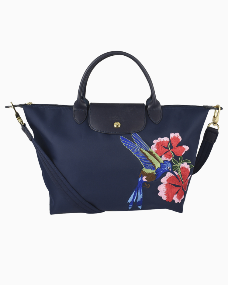 Bolsa Longchamp Original Le Pliage Limited Edition Neo Robin Azul Feminina